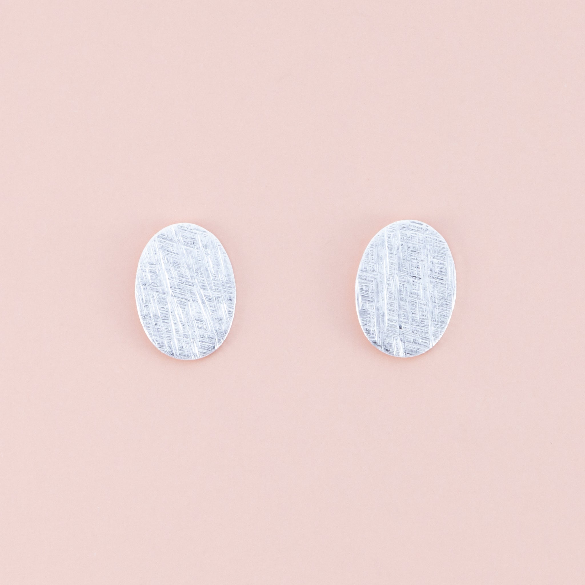 Oval Matte Sterling Silver Studs - The Silver Alchemist